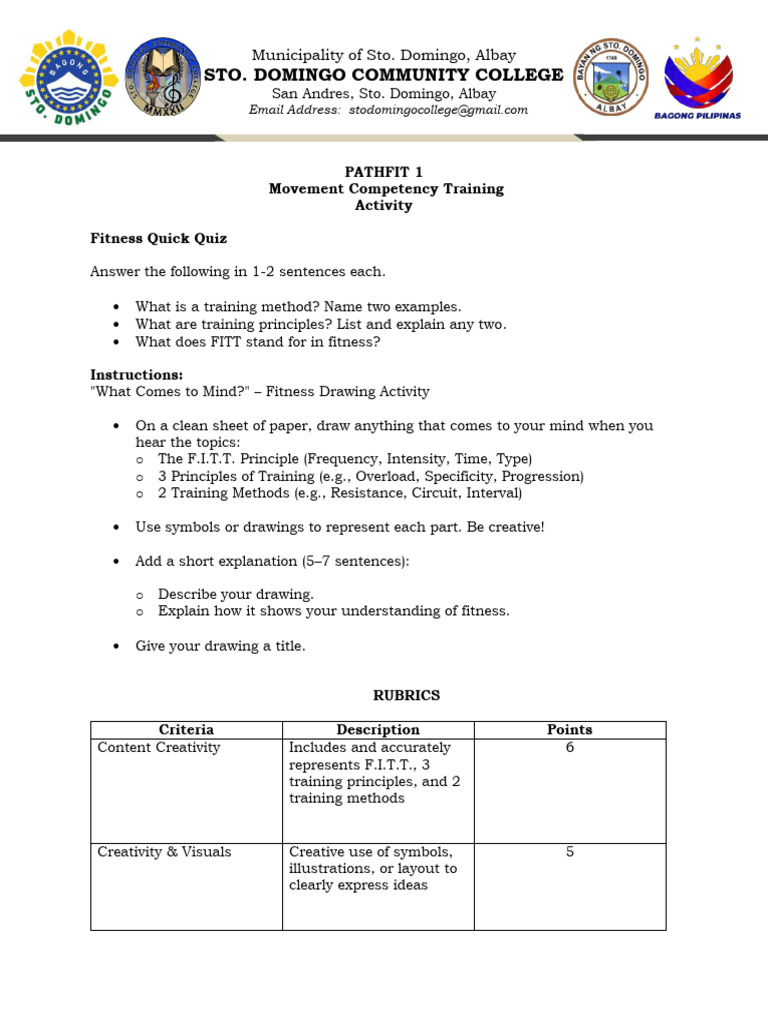Fitness Training Activity Guide | PDF | Psychological Concepts | Cognition