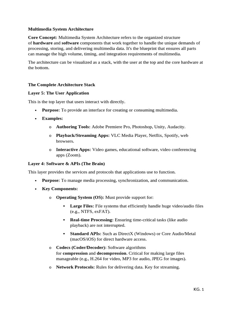 Lesson 2 Multimedia System Architecture | PDF | Computer Network | Video