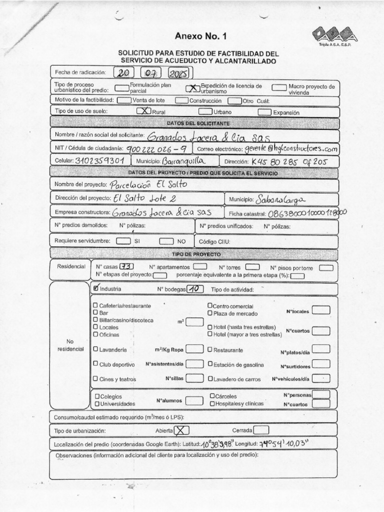 Formato Triple A, Anexo 1 | PDF