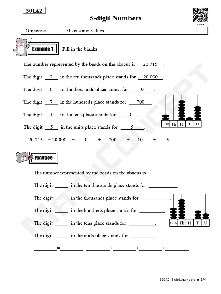 5-Digit Number Abacus Practice | PDF | Numismatics | Coins