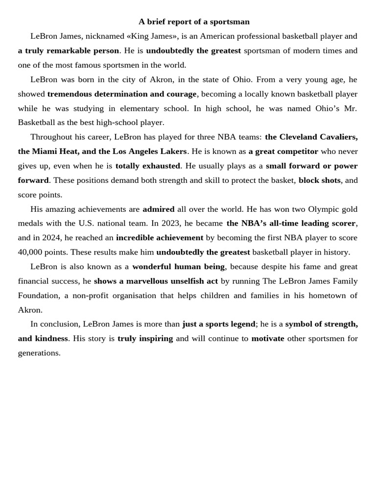 LeBron James: Basketball Legend & Philanthropist | PDF