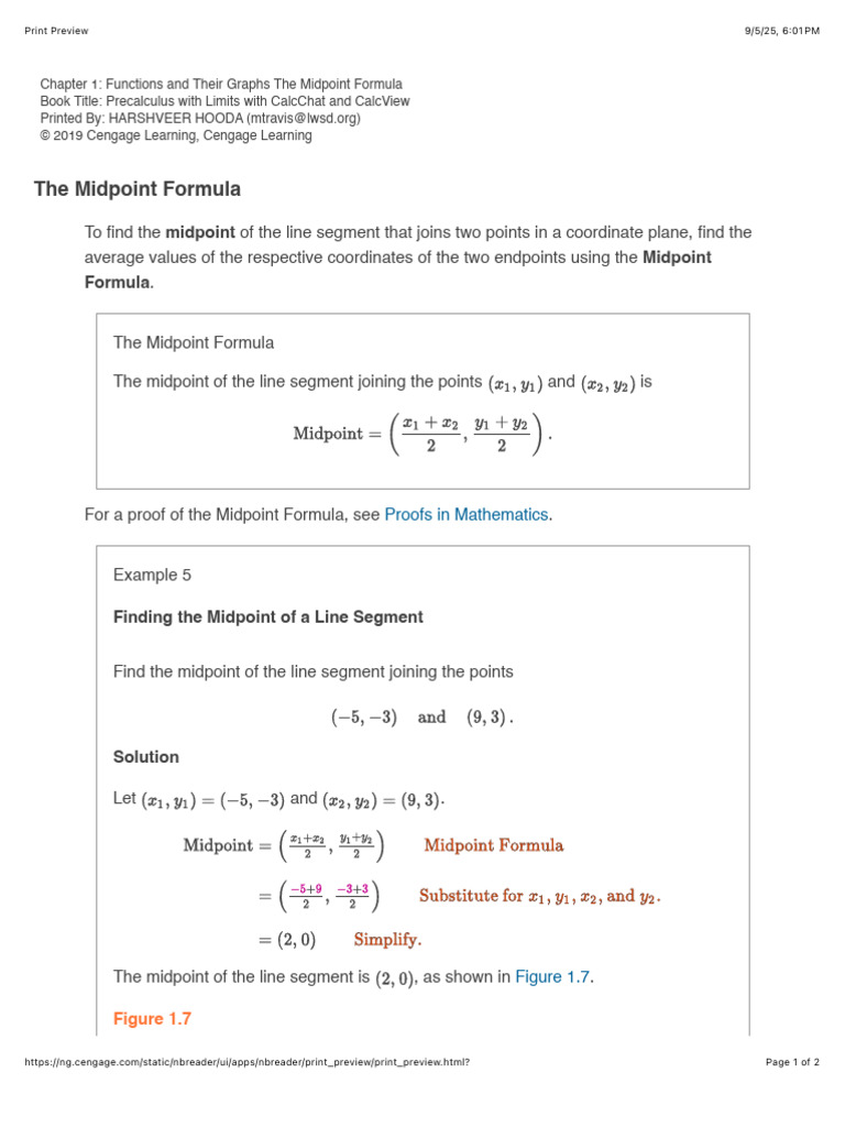Midpoint Formula in Coordinate Geometry | PDF