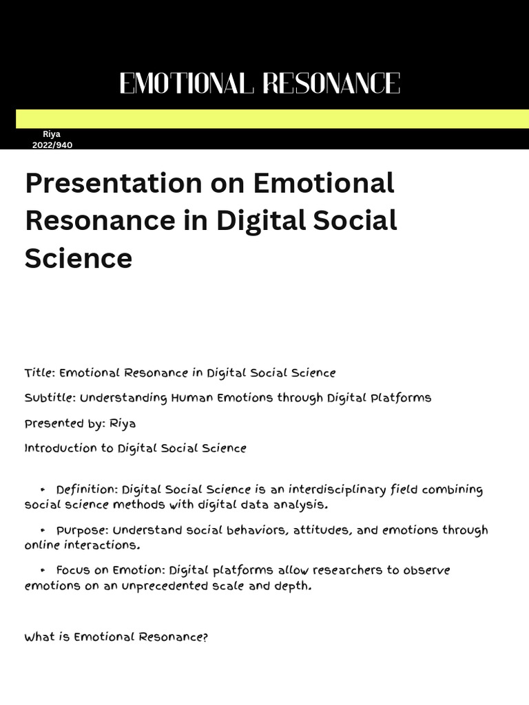Emotional Resonance: Presentation On Emotional Resonance in Digital ...