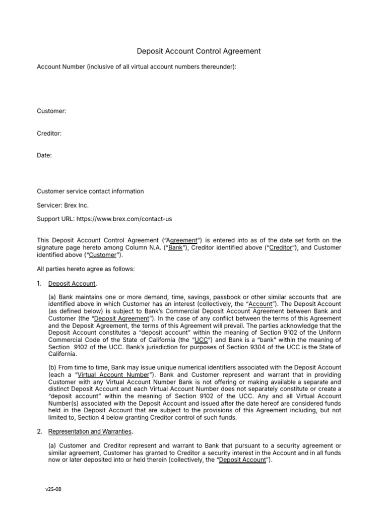 Column DACA Template Non-FI Creditors | PDF | Indemnity | Banks