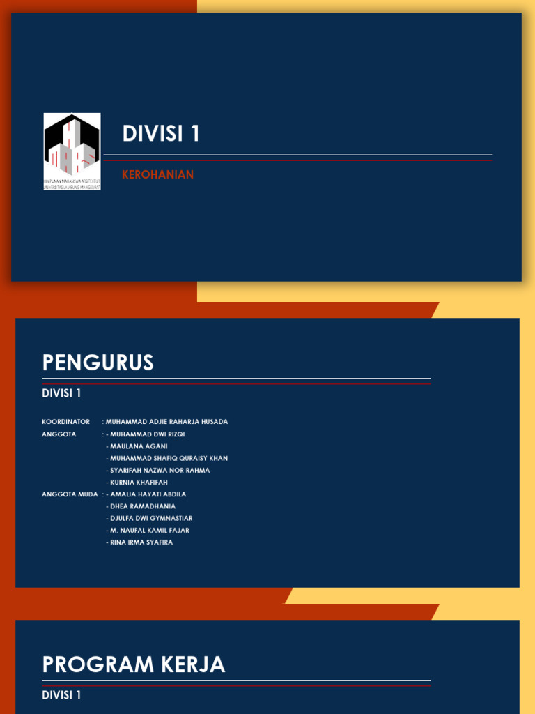 Program Kerja Divisi Rohani Arsitektur | PDF
