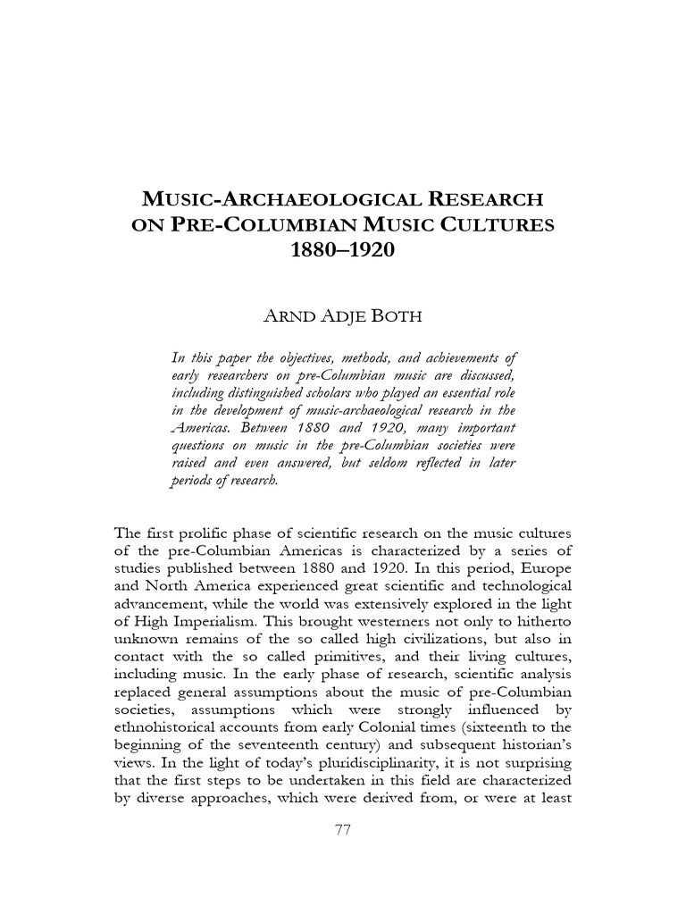 MUSIC-ARCHAEOLOGICAL RESEARCH on Pre-columbian Music Cultures 1880-1920 ...