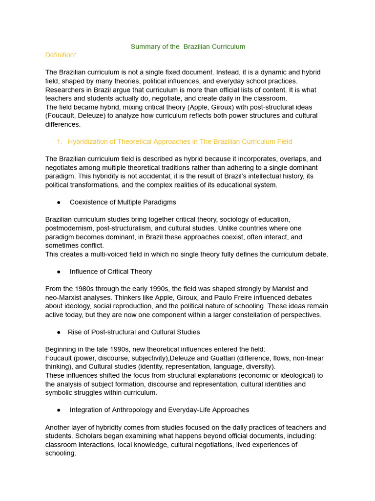 The Brazilian Curriculum. ?? | PDF | Critical Theory | Cultural Studies