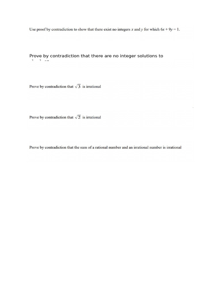 Proof by Contradiction Questions | PDF