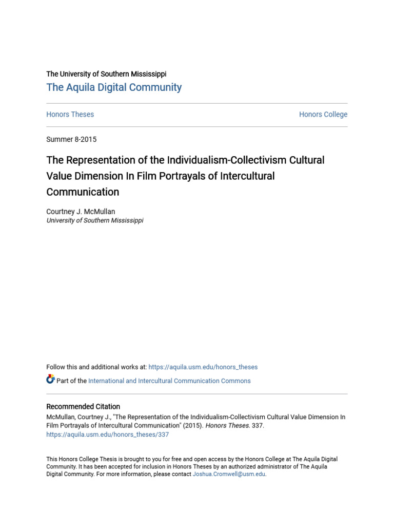 The Representation of The Individualism-Collectivism Cultural Val | PDF ...