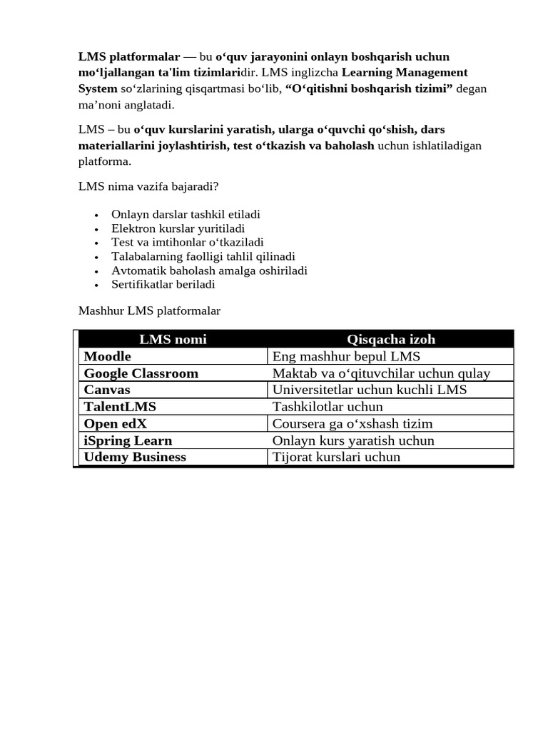 LMS Platformalar | PDF