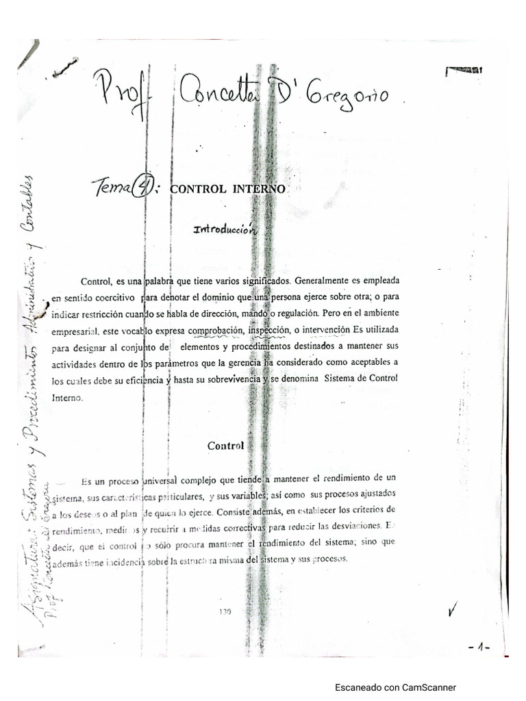 tema 4 CONTROL INTERNO sistemas | PDF