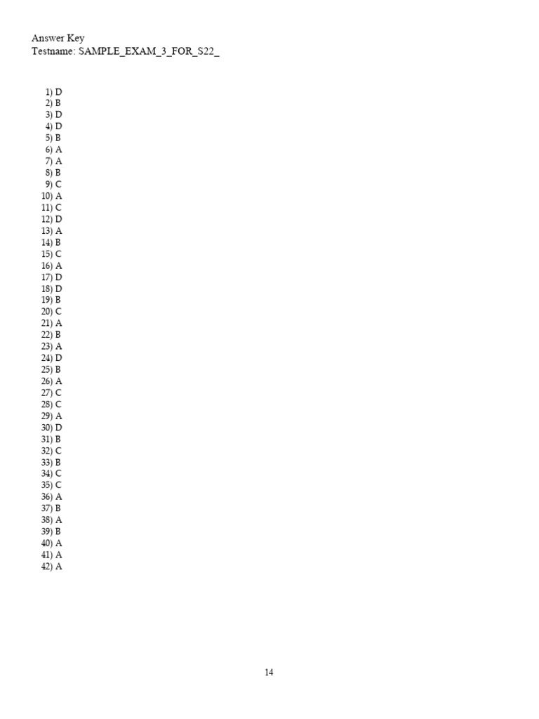 Sample Exam 3 for S22 Answers | PDF