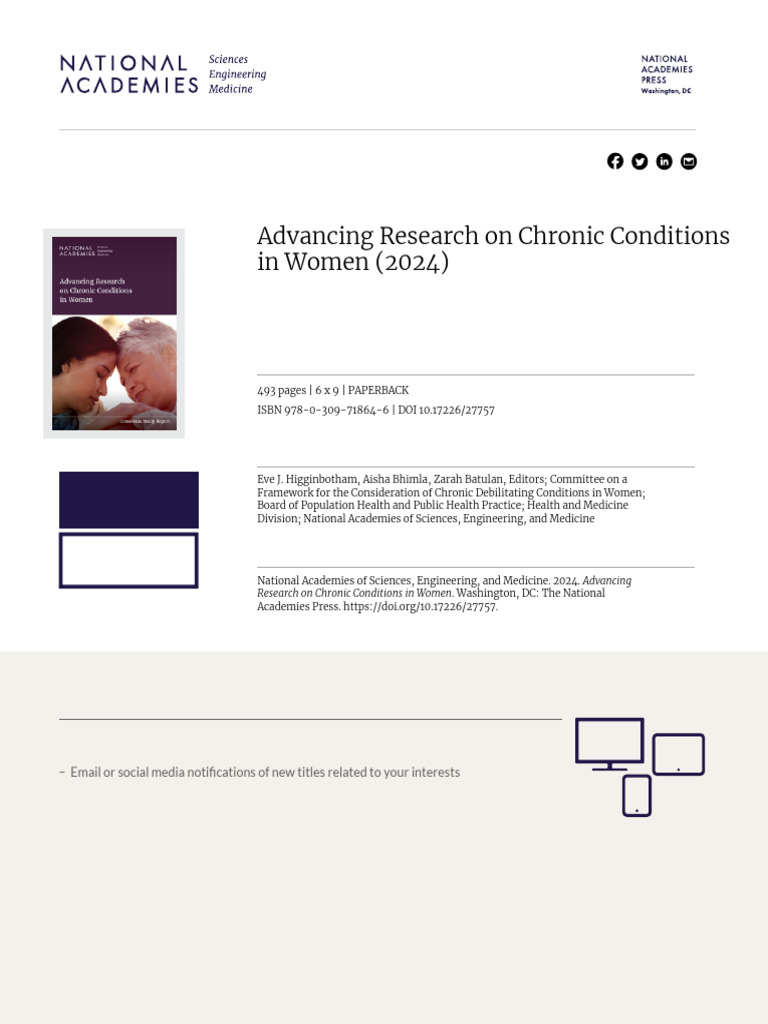 Chronic Conditions in Women Research Report | PDF | Chronic Condition ...