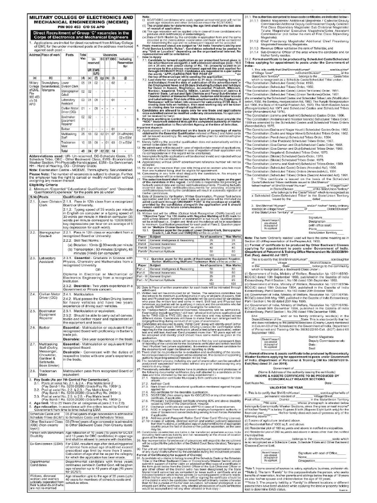 MCEME Notification 2025 | PDF
