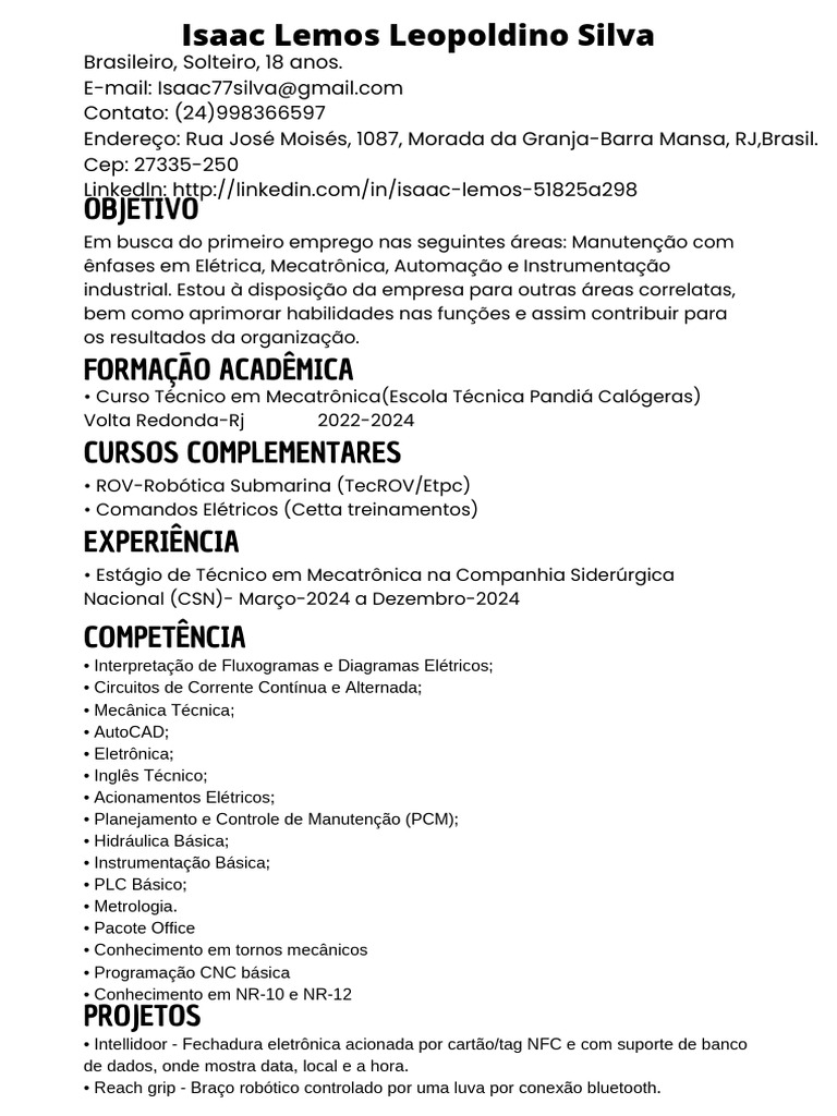 Curriculo 3 Isaac Lemos | PDF