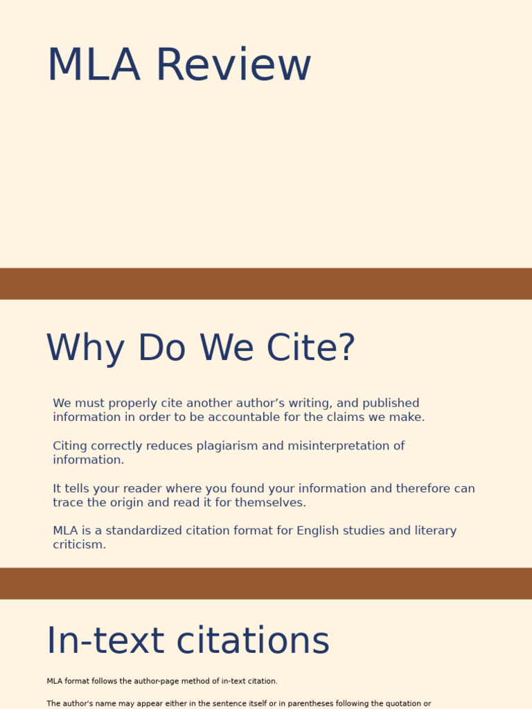 MLA Review Slides | PDF | Citation | Essays