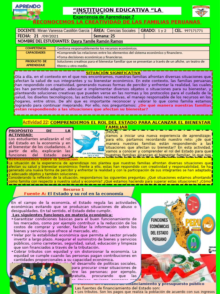 CCSS Semana 25 Actividad 22 | PDF | Estado (política) | Presupuesto