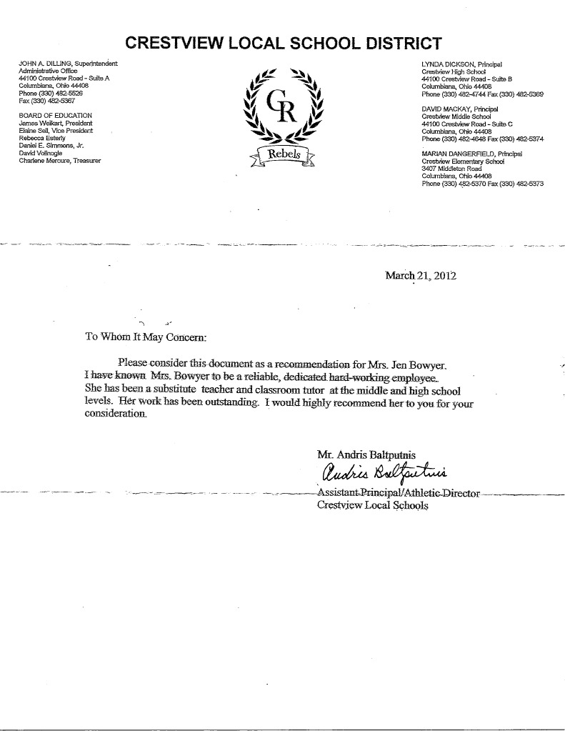 Recommendation for Mrs. Jen Bowyer | PDF | Social Science