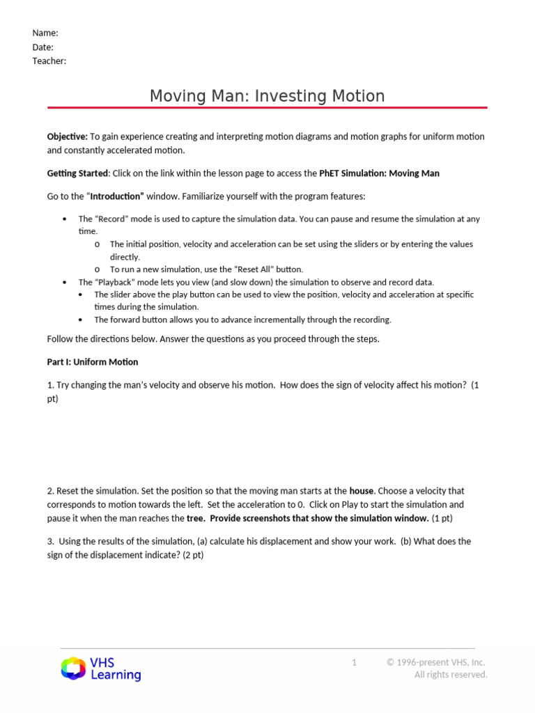 03 06 Moving Man Phet Simulation | PDF | Acceleration | Velocity