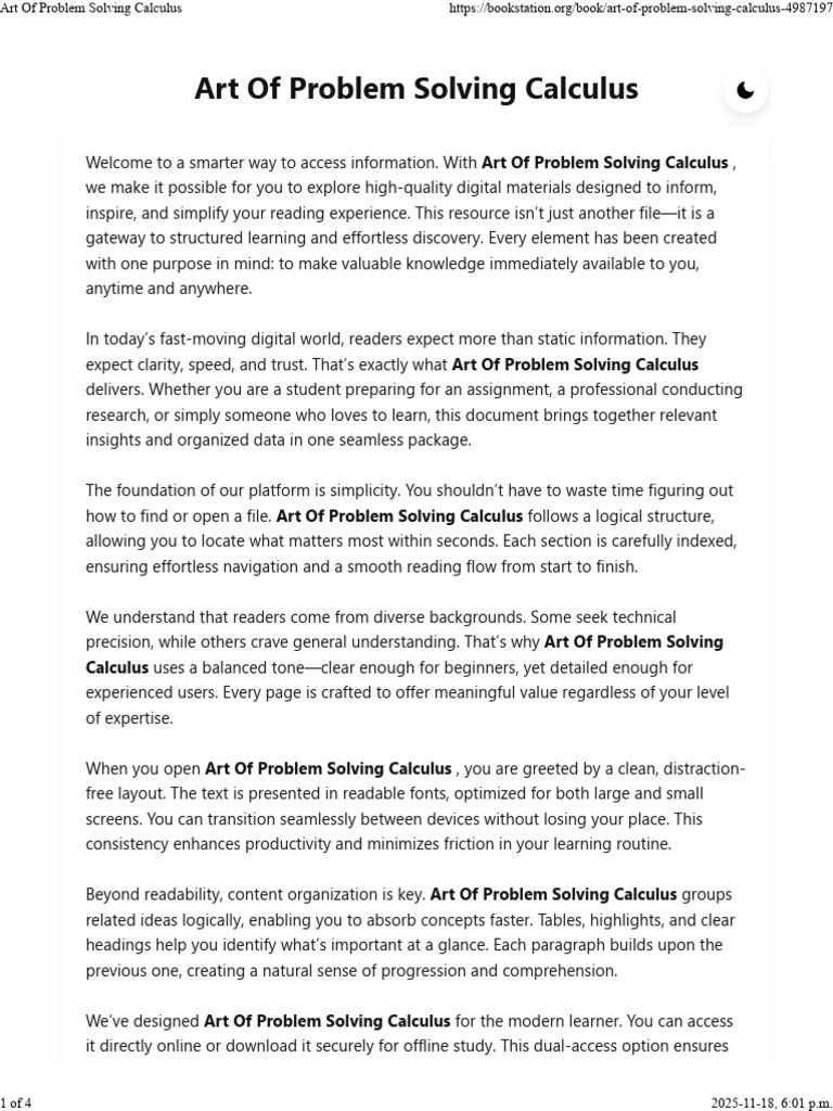 Art Of Problem Solving Calculus Guide | PDF | Learning | Information