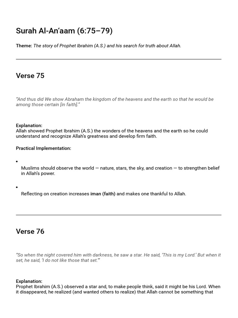 Surah Al-An‘Aam (675–79) | PDF | Tawhid | God In Islam
