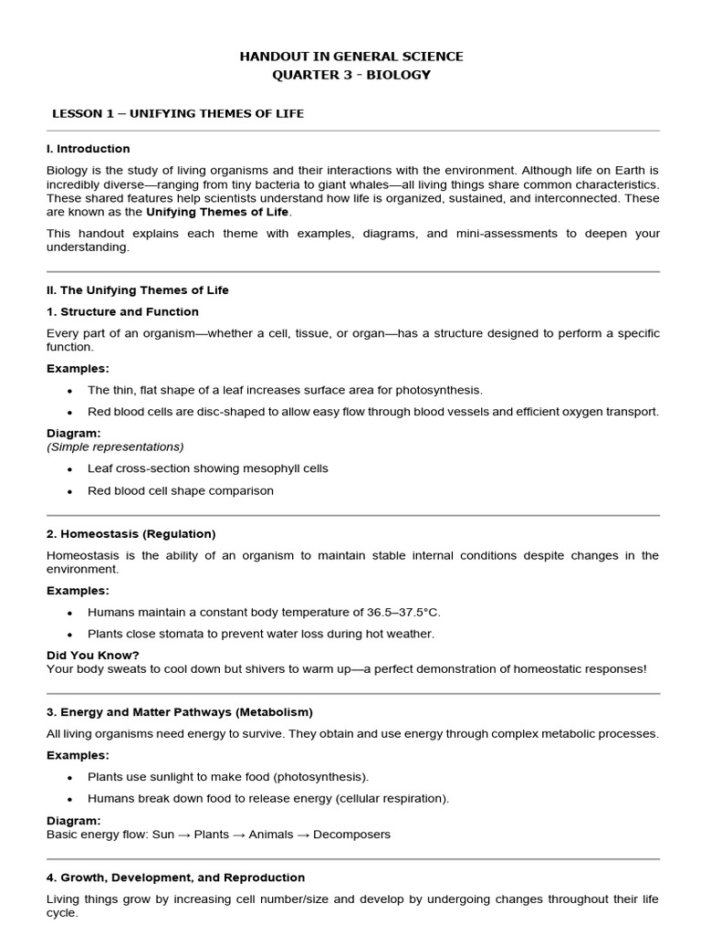 HANDOUT IN GS Q3_1 | PDF | Biology | Leaf