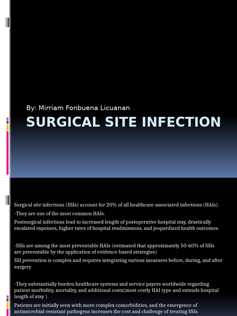 Surgical Site Infection Lecture | PDF | Surgery | Staphylococcus Aureus