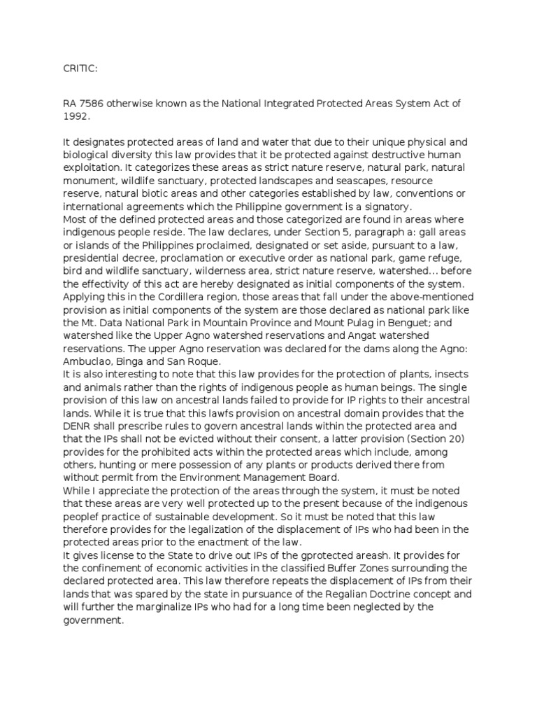 Impacts of RA 7586 on Indigenous Rights | PDF | Intellectual Property ...
