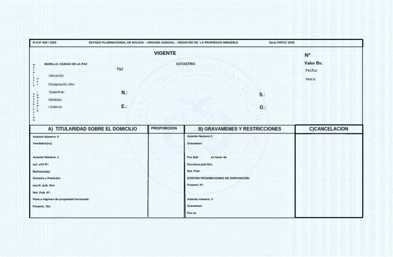Folio Real Modelo | PDF | Ley de Tierras | Datos geográficos e información