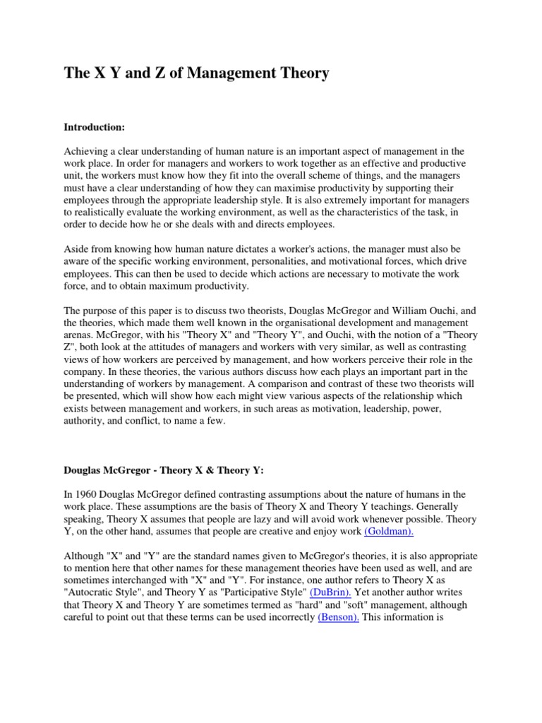 The X Y and Z of Management Theory | Leadership | Leadership & Mentoring