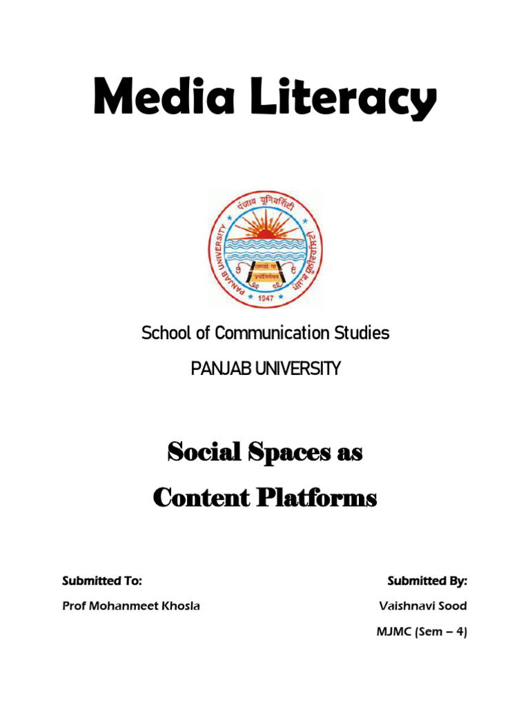 Vaishnavi - Media Literacy Assignment | PDF