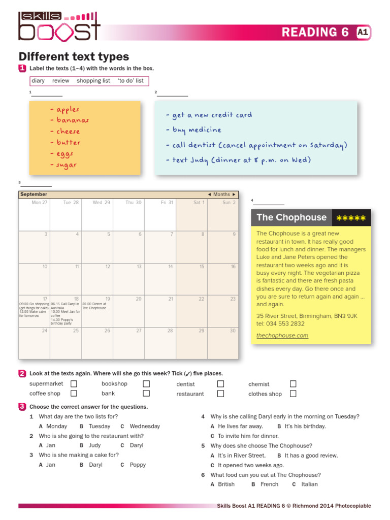 Big Picture A1 - Reading - 6 | PDF | Cooking | Foods