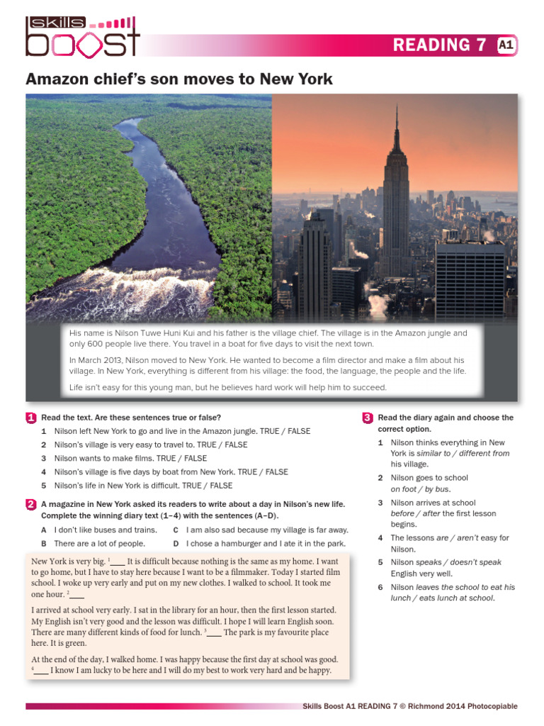 Big Picture A1 - Reading - 7 | PDF