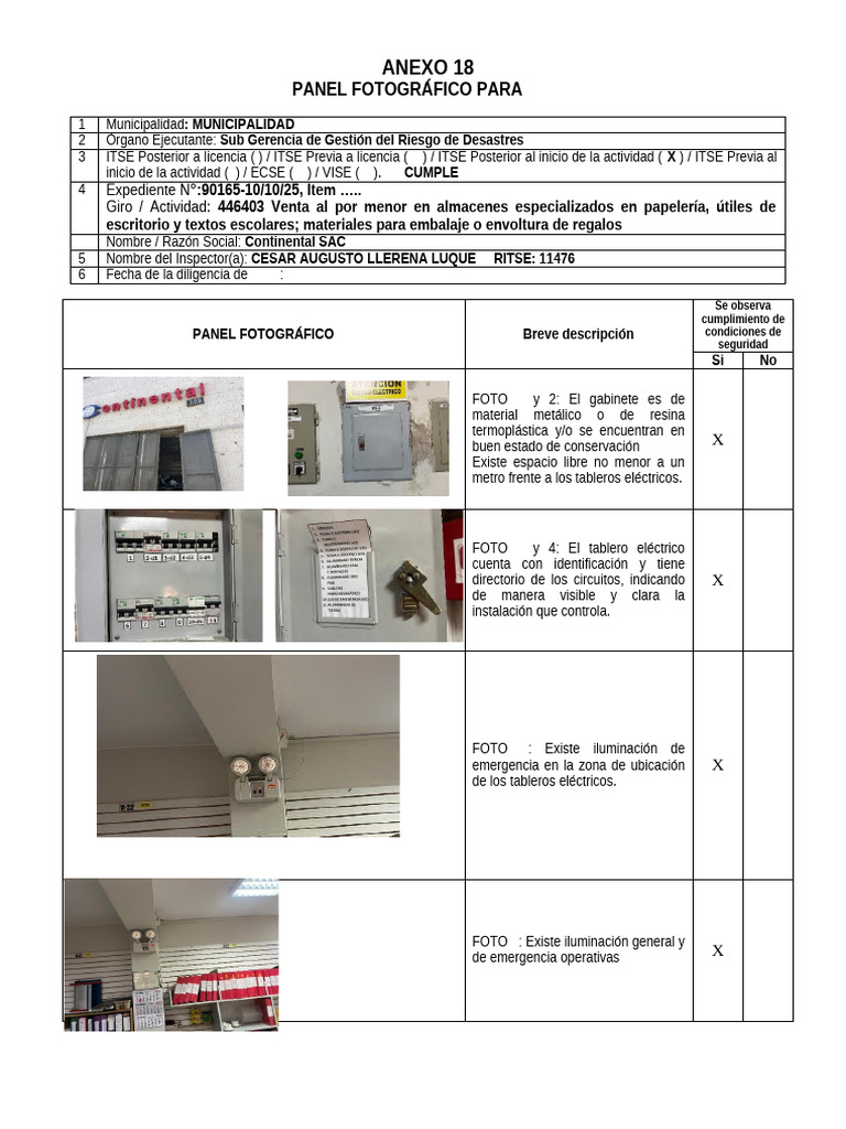 ANEXO 18 ELECTRICO Libreria continental 15-11-25 exp 90165-25 SI CUMPLE | PDF | Bienes ...