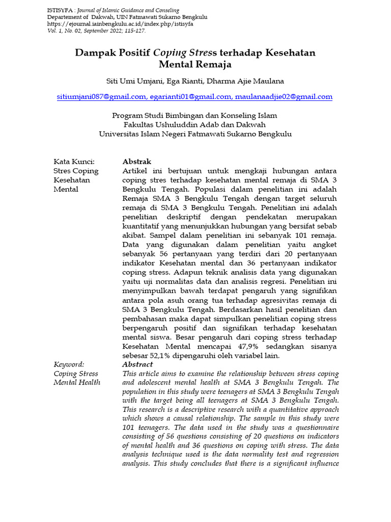 Coping Stress Pada Remaja | PDF