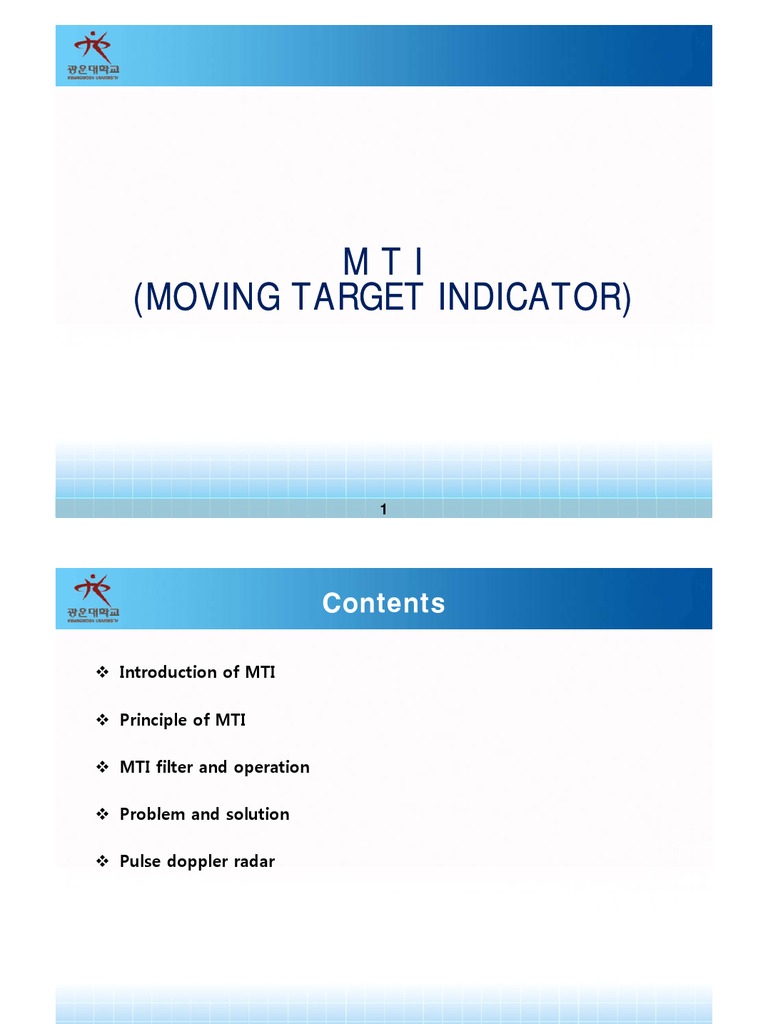 MTI MTI MTI MTI (Moving Target Indicator) (Moving Target Indicator ...