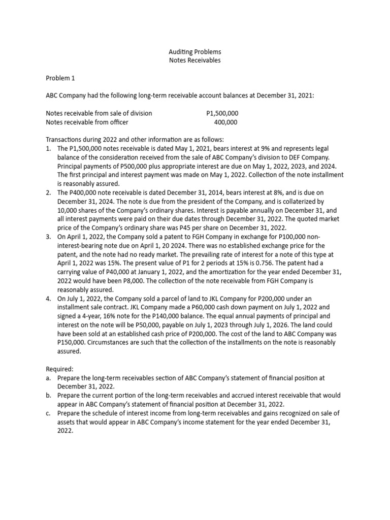 ABC Company Long-Term Receivables Analysis | PDF | Interest | Investing