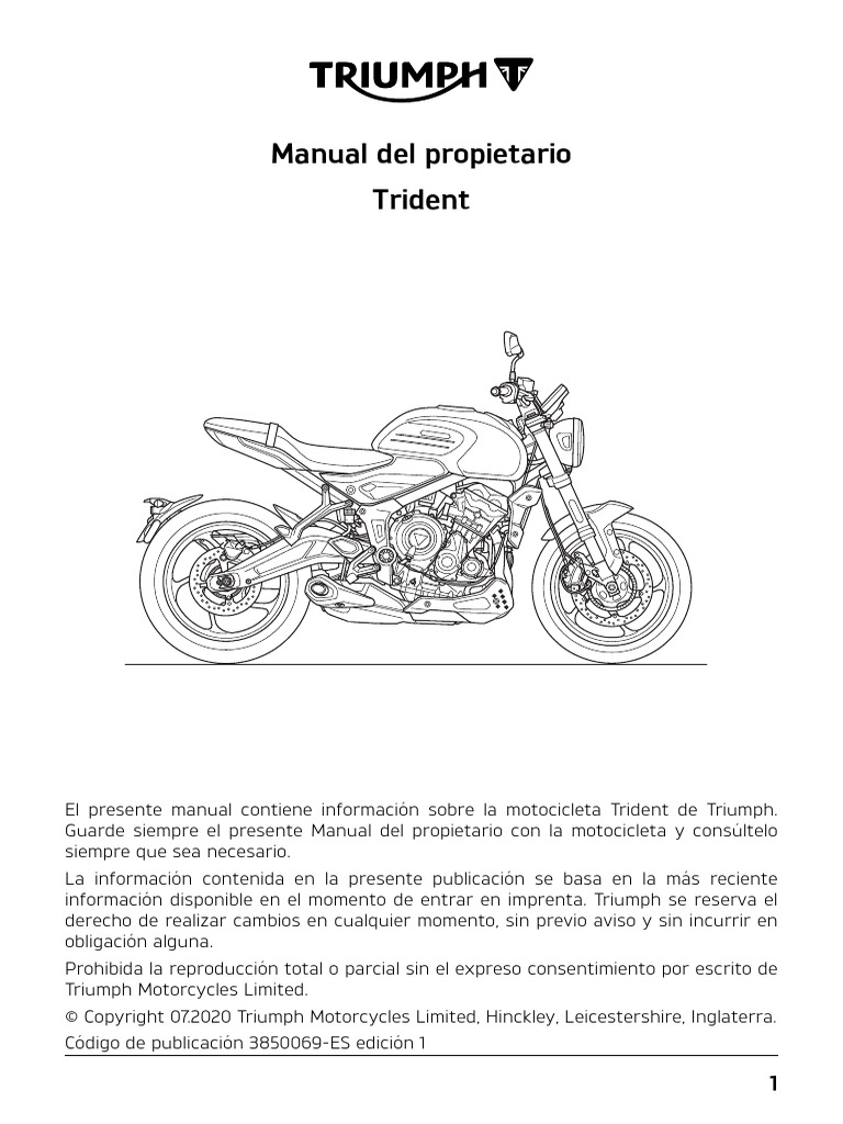 Manual Triumph Trident | PDF | Motocicleta | Casco