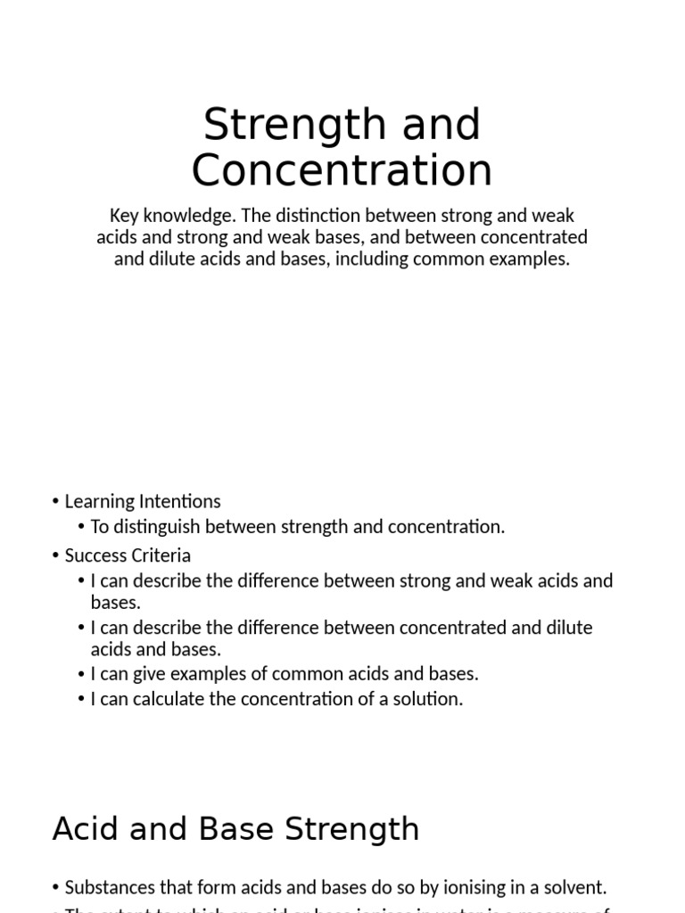 Acids and Bases: Strength vs. Concentration | PDF | Concentration | Acid
