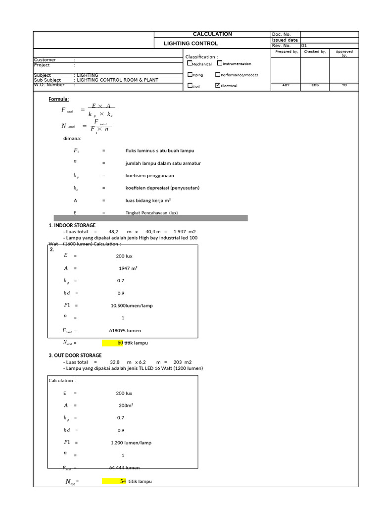 (R - 01) Lighting Calculation Lux & Lumen by Cahyo | PDF ...