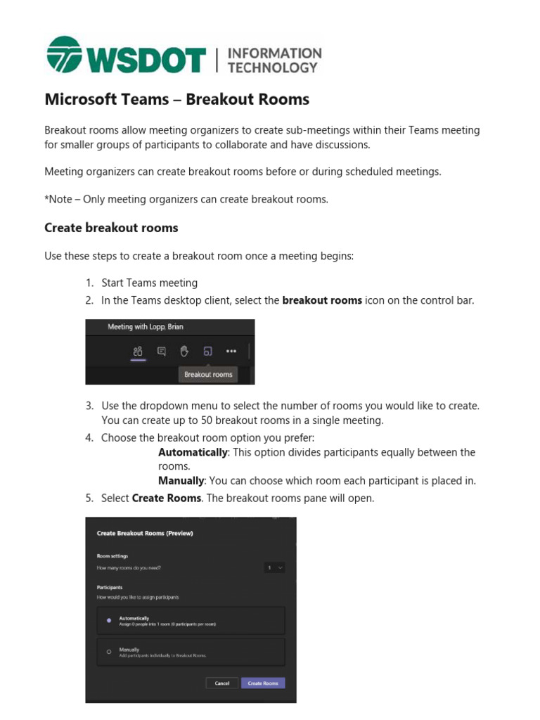 Microsoft Teams Breakout Rooms Guide | PDF | Software | System Software