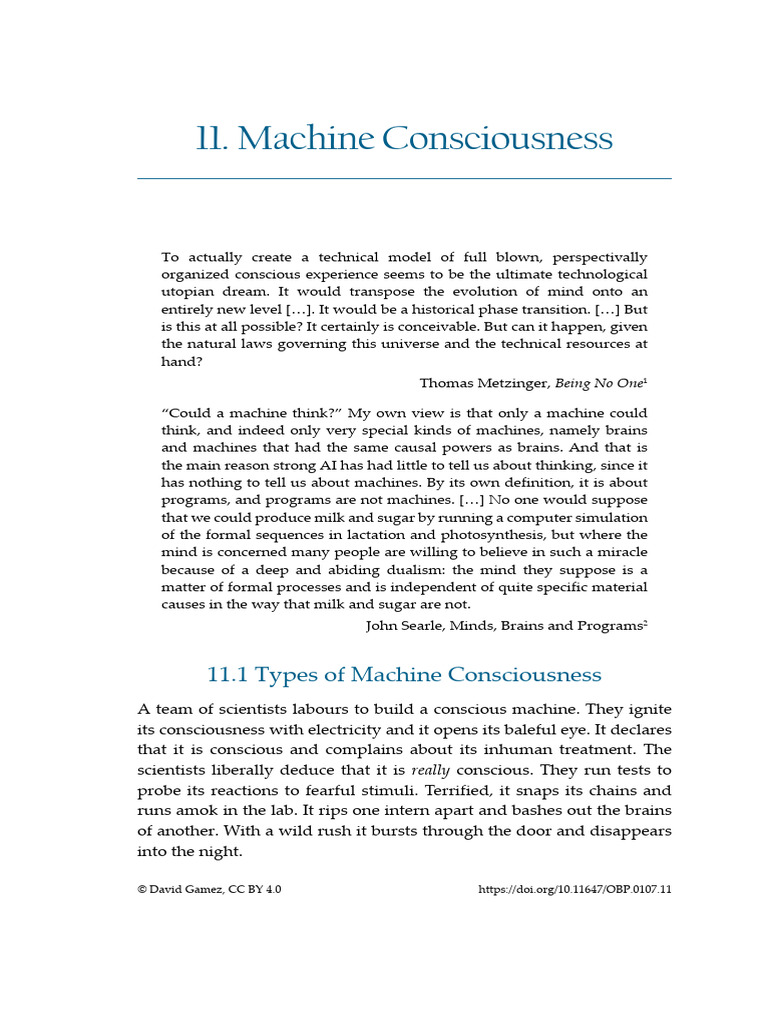 Human and Machine Consciousness Chapter 11 | PDF | Consciousness