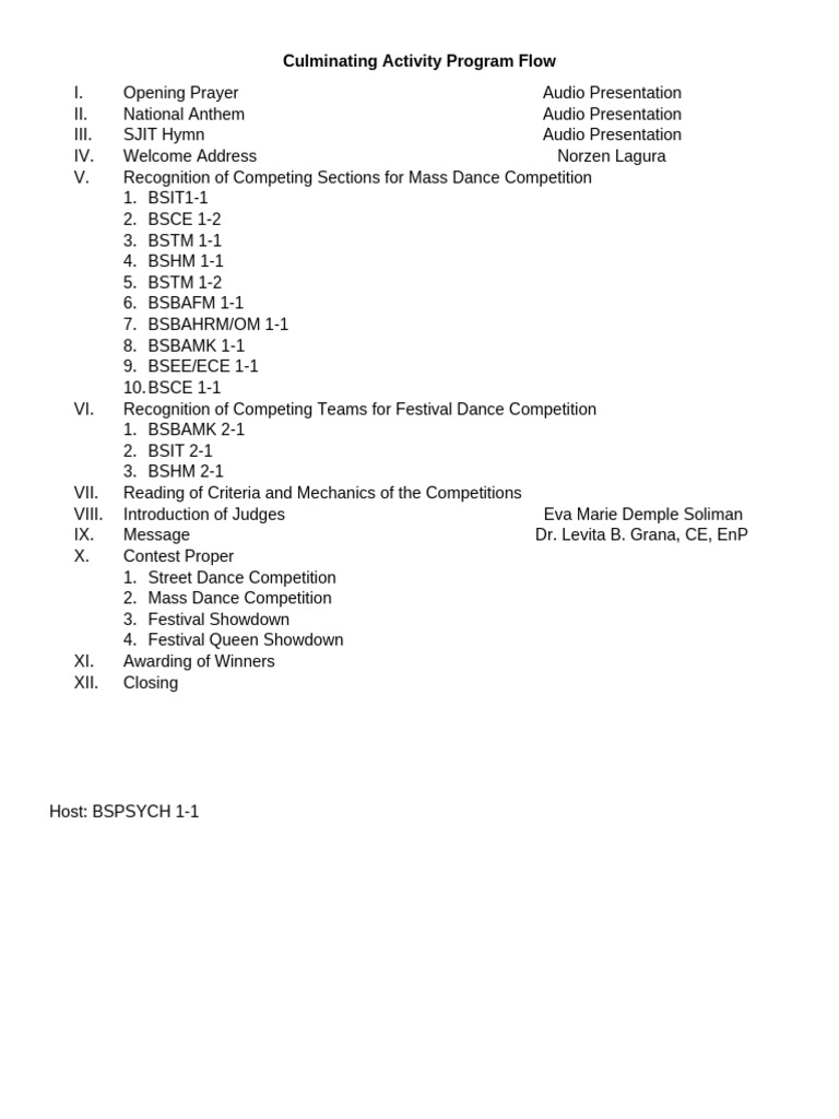 Culminating Activity Program Flow | PDF