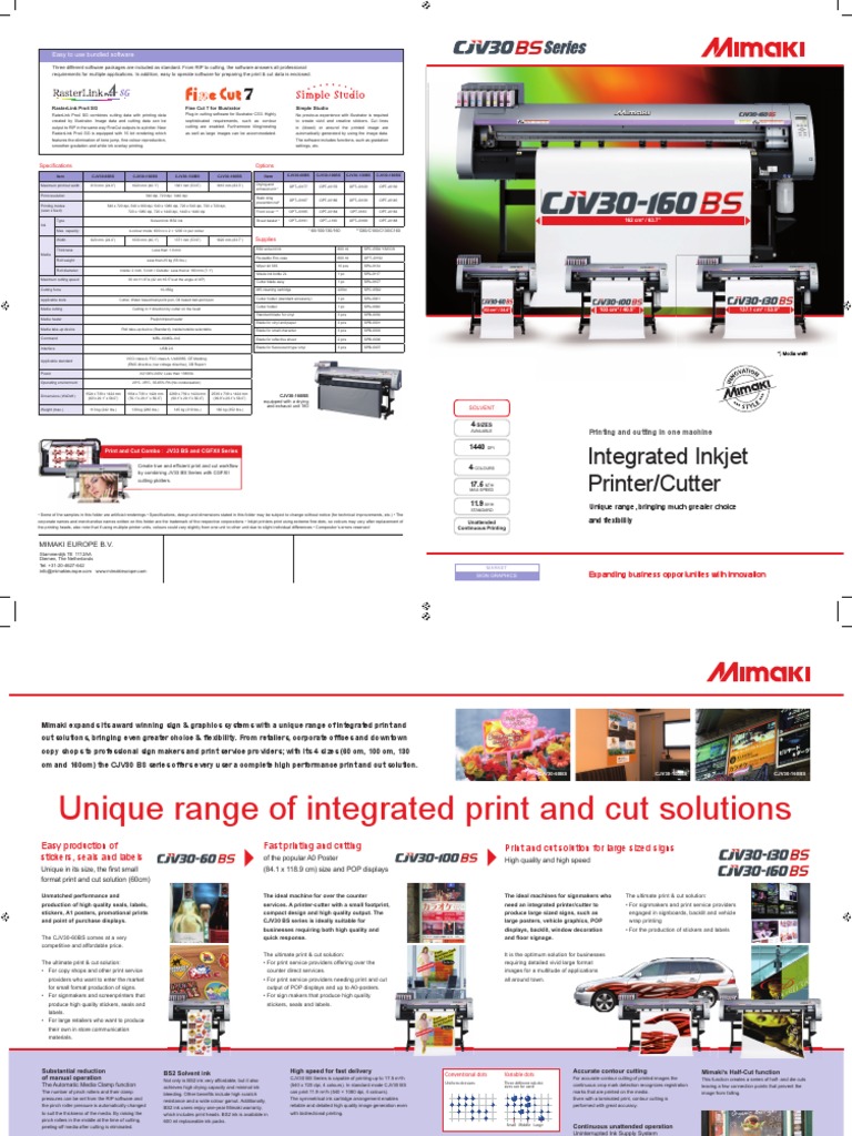 Mimaki CJV30 BS Brochure | PDF | Printer (Computing) | Printing