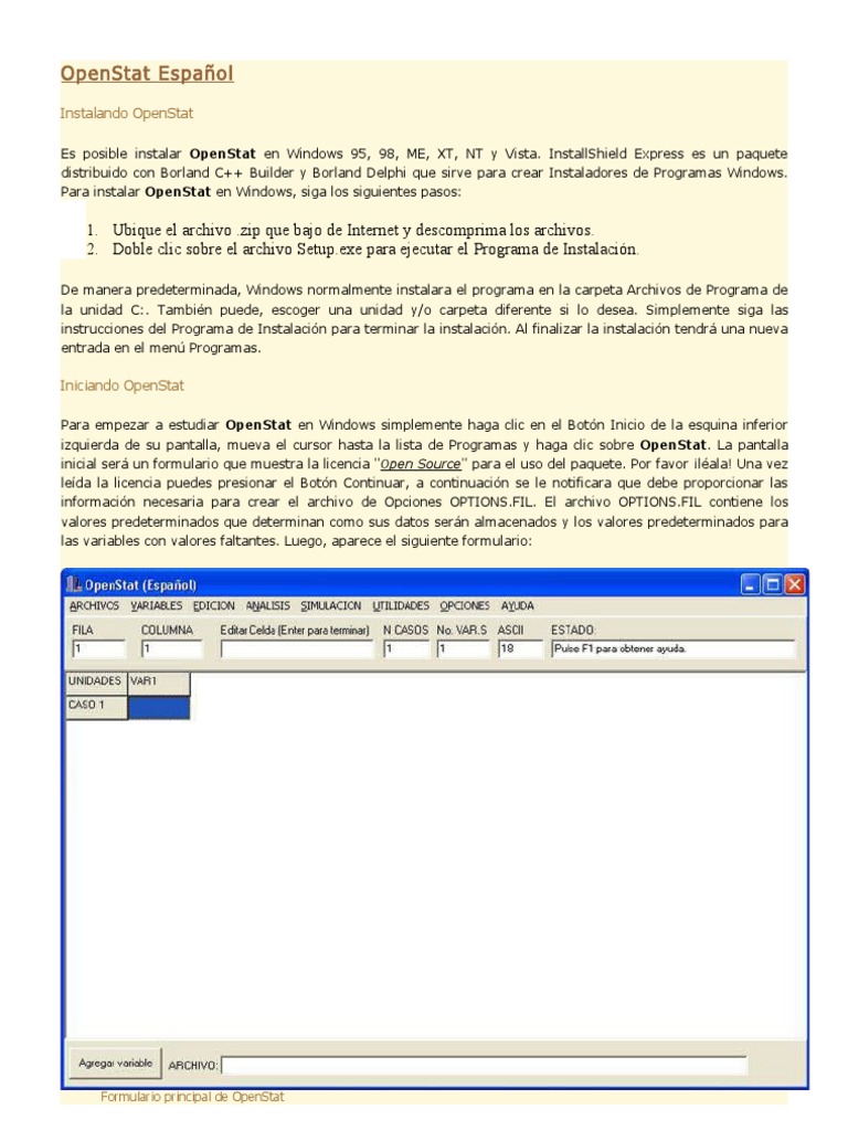 OpenStat Español | PDF | Archivo de computadora | Point and Click
