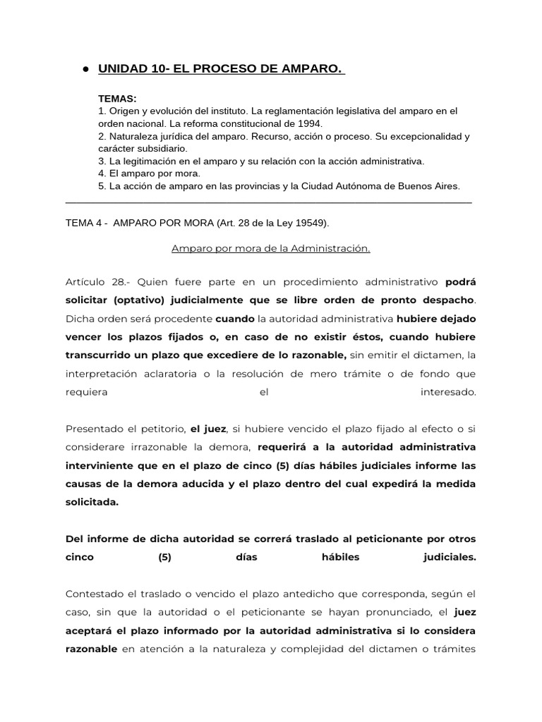 Amparo por Mora: Proceso y Normativa | PDF | Ley común | Ley Pública