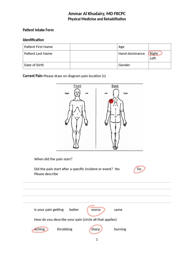 Patient Intake Form v3 | PDF | Medicine | Diseases And Disorders