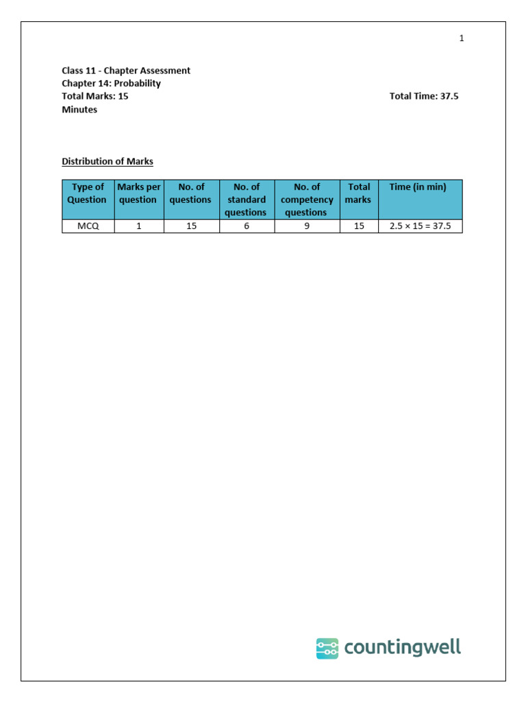 CBSE Class 11 Probability | PDF | Applied Mathematics | Statistical Theory