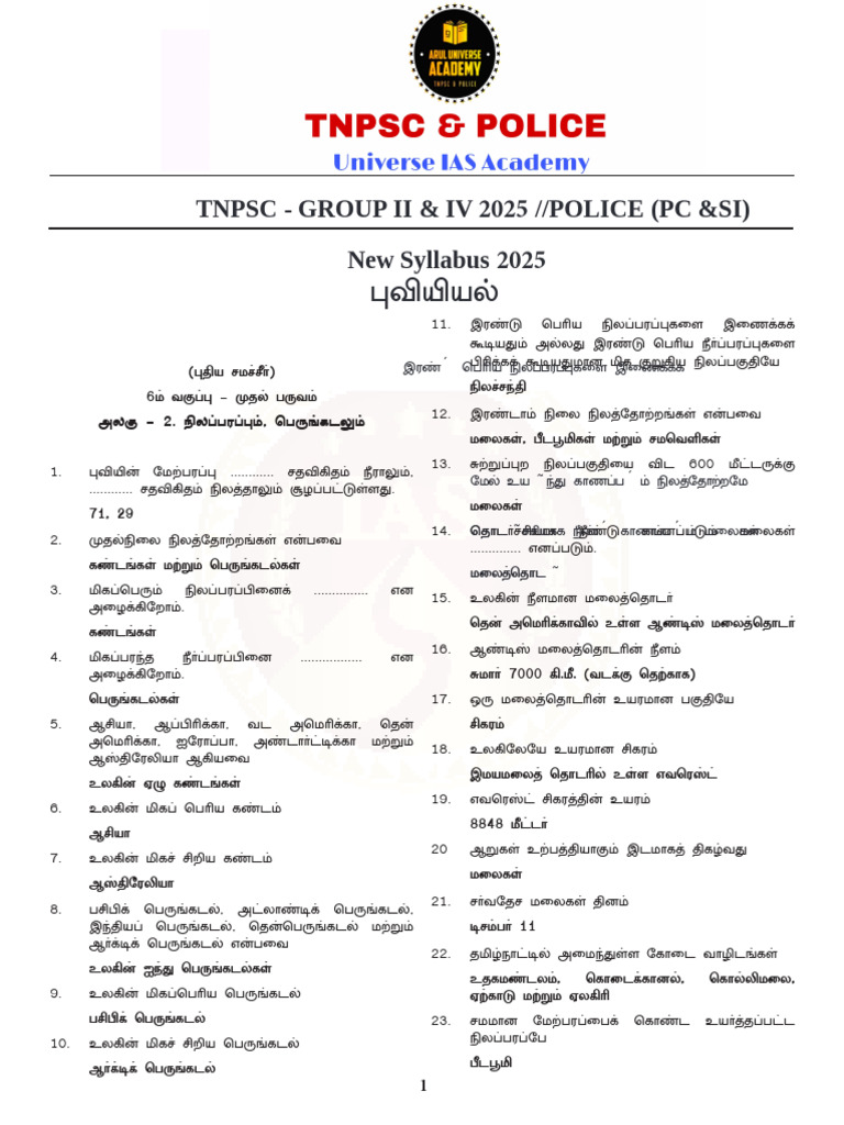 Geography New Syllabus 2025 Part-1 | PDF