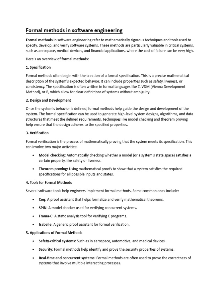 Formal Methods in Software Engineering | PDF | Formal Methods | Formal Verification